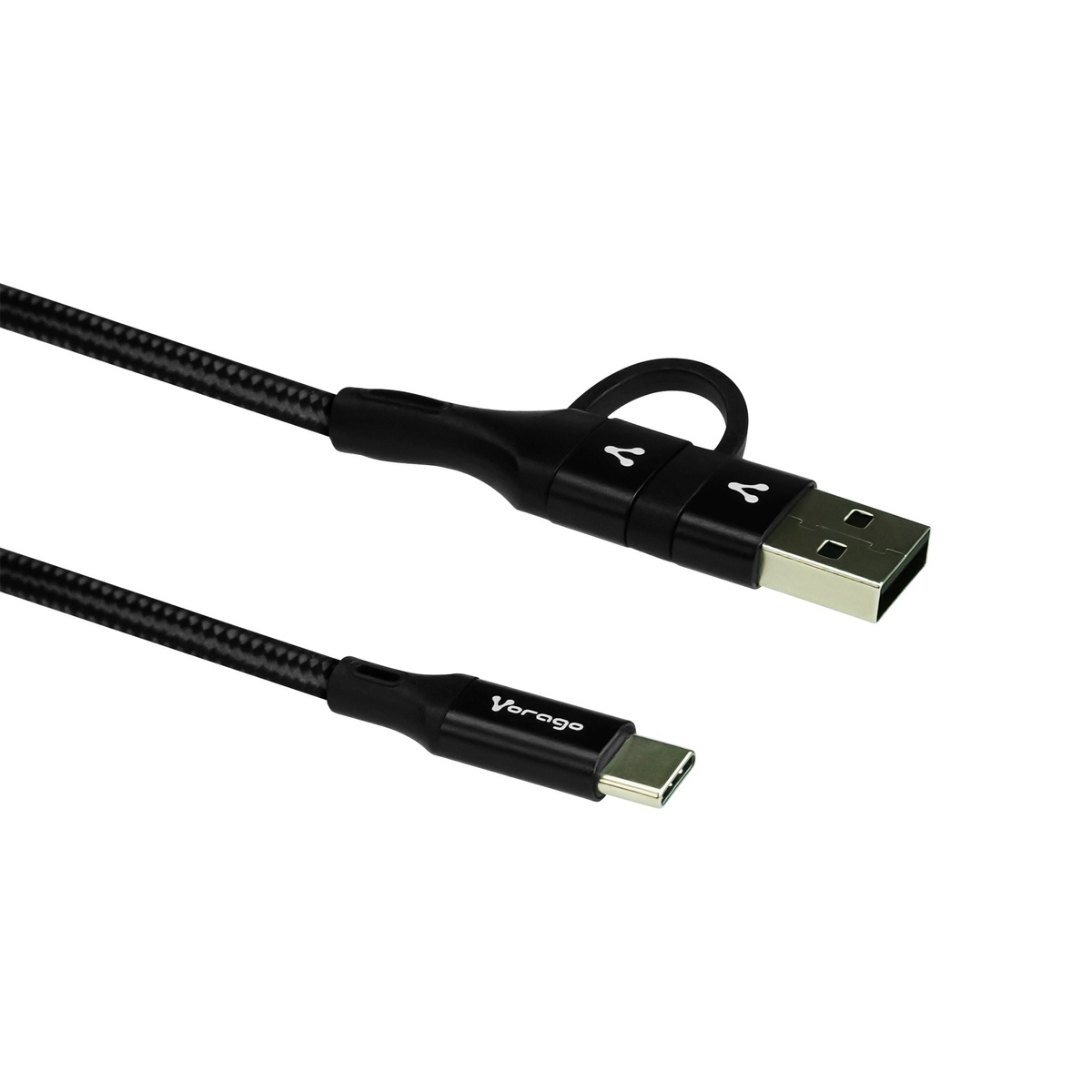 Vorago CAB-126 Cable Tipo C a Tipo C con Adaptador a USB A